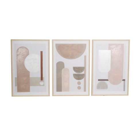 Set Of 3 Canvas Abstract Mid-century Modern Geometric Wall Arts ...