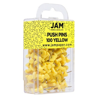 Jam Paper 100pk Colorful Push Pins - Yellow : Target