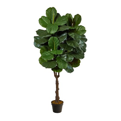 HomeStock 54 in. H Green Artificial Fig Plant in Planter for Indoor ...