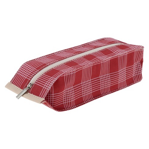 Unique Bargains Zipper Pencil Case Stripes Pattern Red : Target
