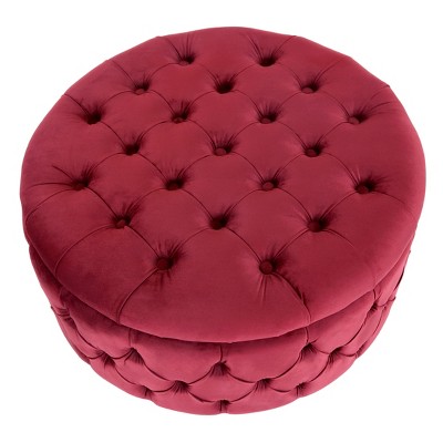 Westintrends Round Velvet Tufted Storage Ottoman For Living Room ...