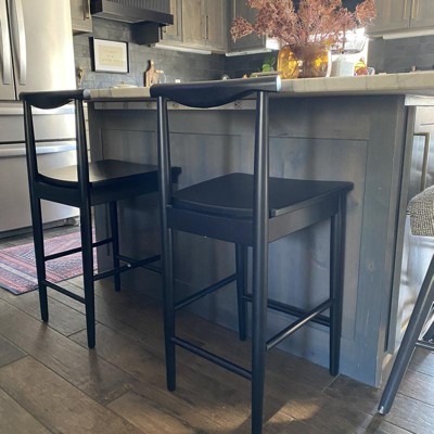 Biscoe Wood Counter Height Barstool Black - Threshold™ : Target