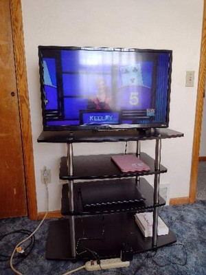 Designs2go No Tools Highboy 4 Tier Tv Stand For Tvs Up To 32" White ...