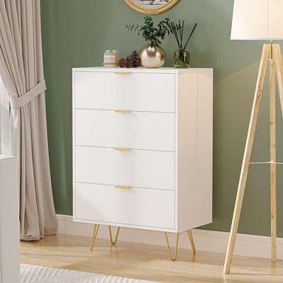 Tall Dresser For Bedroom Modern 4 Drawer Dresser With Metal Handles ...