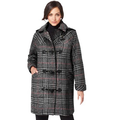 Jessica London Women's Plus Size Hooded Toggle Wool Coat - 12 W, Black ...