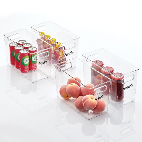 Mdesign Stackable Plastic Fridge Organizer Box, 4 Pack + 36 Labels ...