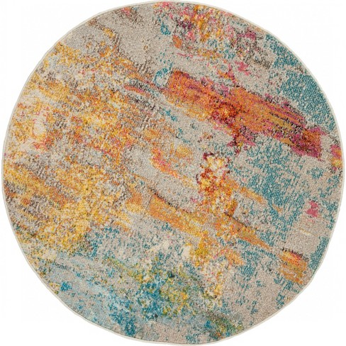 Nourison Celestial Ces02 Sealife Area Rug 4' X Round : Target