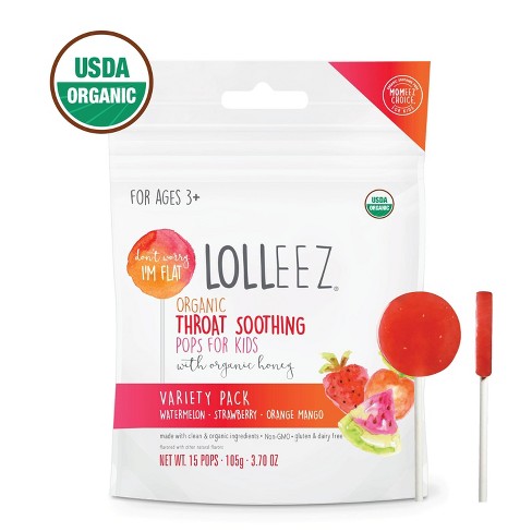Lolleez Children's Organic Throat Soothing Pops - Watermelon ...