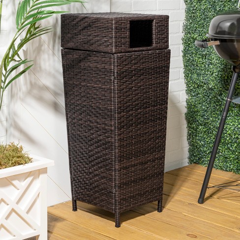 Happimess Keaton Modern 24.13-gallon All-weather Wicker/metal Lidded ...