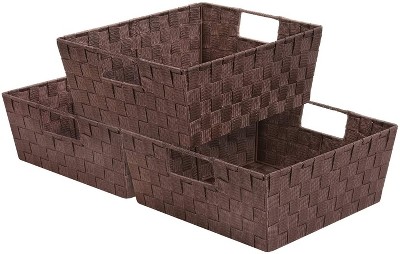 Sorbus Woven Basket Set With Built-in Carry Handles - Brown ...