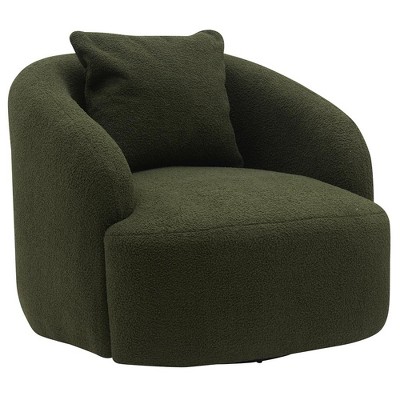 Soft Boucle Upholstered Swivel Accent Barrel Chair Wide Seat Round ...