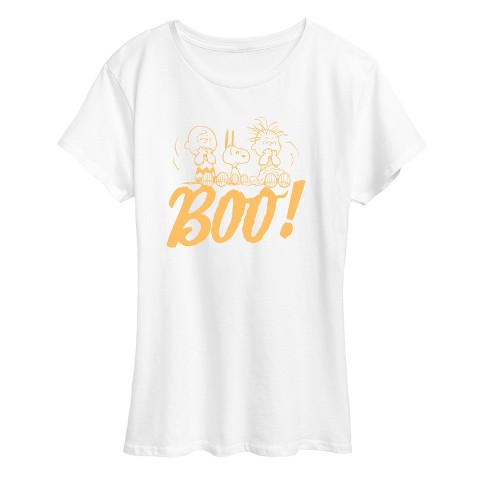 Women's Peanuts Boo Short Sleeve Graphic T-shirt - White - 1x : Target