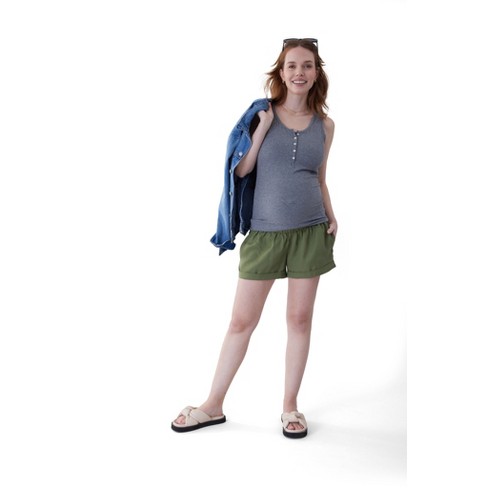 Ingrid & Isabel Maternity Elastic Waist Short Olive Green Size Xl : Target