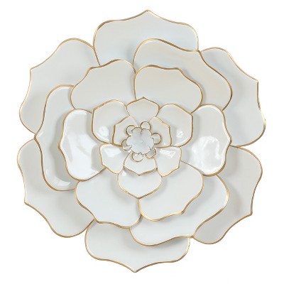 Luxenhome White And Gold Flower Metal Wall Decor : Target