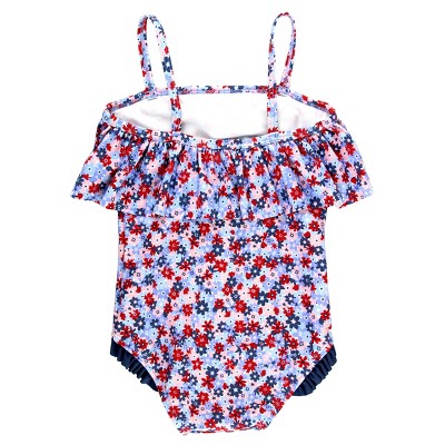 Rufflebutts Red White And Bloom Single Ruffle One Piece - Red White And ...
