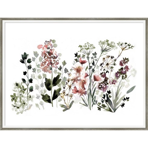 25" X 19" Muted Wildflowers By Sara Berrenson Wood Framed Wall Art ...