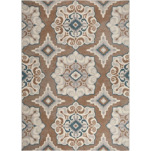 Home Dynamix Tremont Salem Transitional Medallion Area Rug, Taupe/blue ...