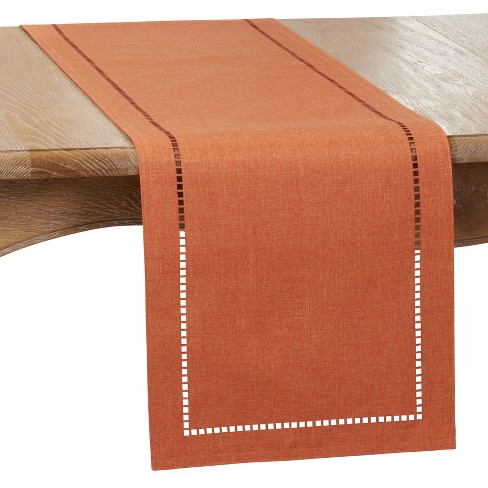 Saro Lifestyle Dining Table Runner With Laser-cut Hemstitch Design ...