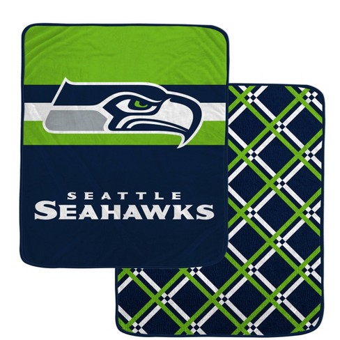Nfl Seattle Seahawks Center Logo Half Stripe Diamond Faux Shearling ...