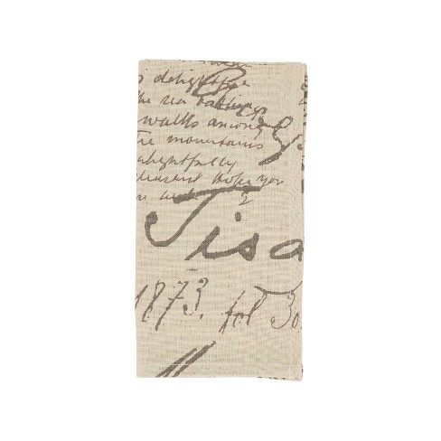 Saro Lifestyle Vintage Script Print Design Napkin (set Of 4), 20 ...