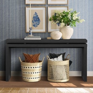 TUYOHW 60IN Farmhouse Console Table with Double Board Suspension Design ...
