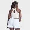 Women's Rib High Neck Racerback Cropped Tank Top - All In Motion™ Cream ...
