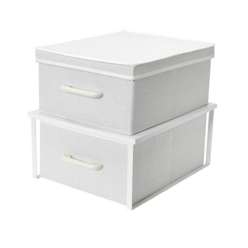 Household Essentials Stacking Storage Boxes With Laminate Top White ...