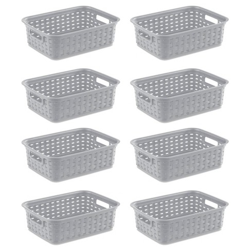 Sterilite 11 Inch Small Weave Open Bin Wicker Storage Basket Home ...