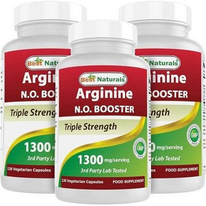 3 Pack Best Naturals L-Arginine NO BOOSTER 1300 mg 120 Vegetarian ...