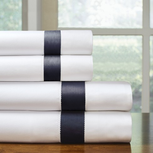 Pointehaven 525 Thread Count Long Staple Cotton Bordered Hem White With ...