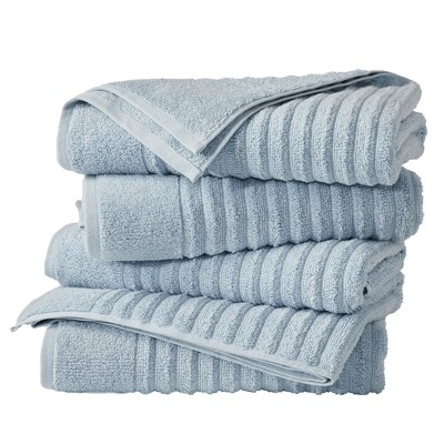 Zero-twist, 100% Combed Cotton Ribbed Bath Towel Set (4 Pack Bath ...