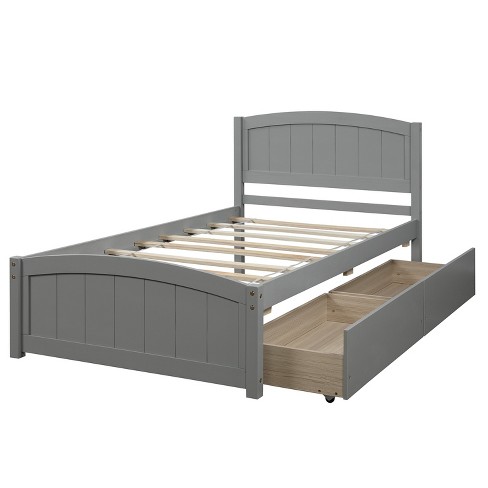 Twin Size Platform Bed With Two Drawers Gray-modernluxe : Target