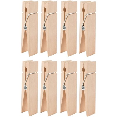 Juvale 8-Pack Jumbo Unfinished Wooden Clothes Pins, 6" Large Wood ...
