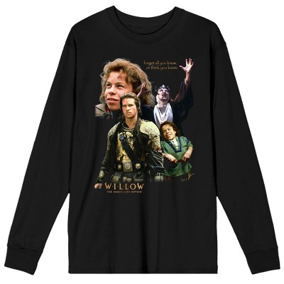 Willow Main Characters Crew Neck Long Sleeve Men's Black Tee-3xl : Target