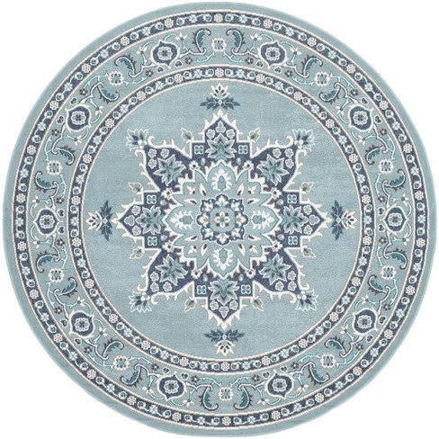 Mark & Day Lyla 5'3" Round Woven Indoor And Outdoor Area Rugs Aqua : Target