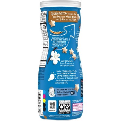 Gerber Puffs Vanilla Cereal Baby Snacks - 1.48oz : Target
