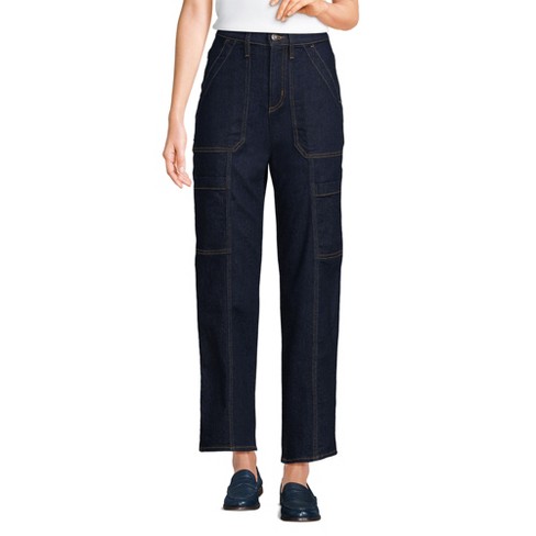 Lands' End Women's Denim High Rise Utility Cargo Ankle Jeans - 14 ...