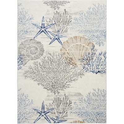Nourison Pompeii 4' X 6' Ivory Grey Blue Coastal, Nautical & Beach ...