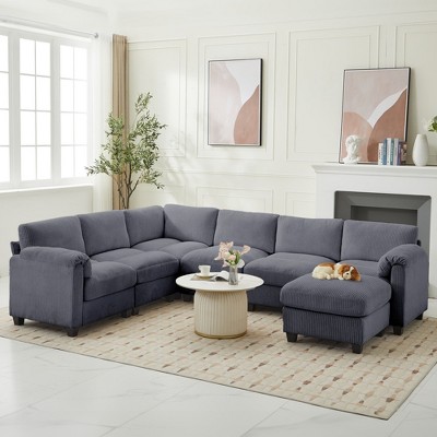 Hyleory 115" Corduroy Oversized Modular Sectional Sofa, U Shaped Couch ...