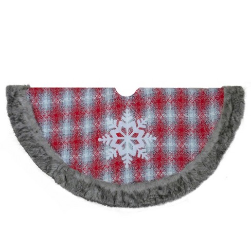 Northlight 48" Red And White Plaid Christmas Tree Skirt With Snowflake ...