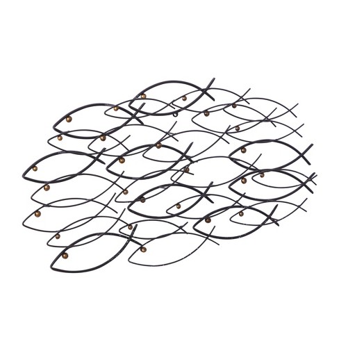 Metal Fish Indoor Outdoor Wall Decor Dark Gray - Olivia & May : Target