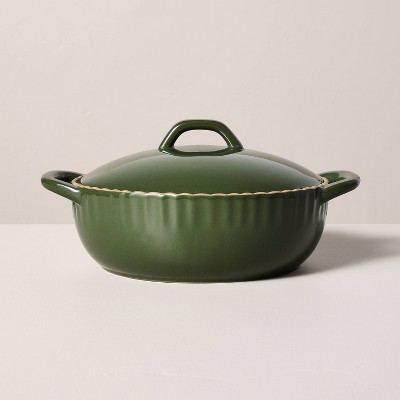 Enamel Coated Casserole/bakeware Dish With Lid Cream - Hearth & Hand ...