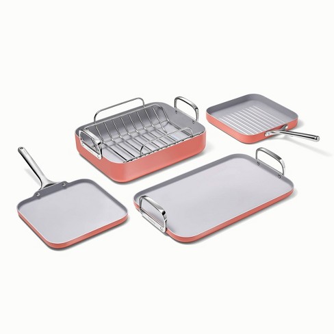 Caraway Home 7pc Square Cookware Set Perracotta: Nonstick Ceramic ...