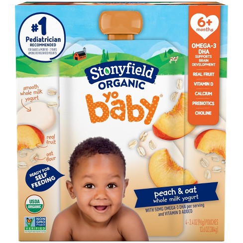 Stonyfield Organic Yobaby Peach & Oat Whole Milk Yogurt - 4ct/3.4oz ...