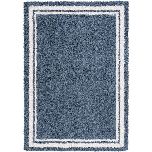 Calico Shag Clc100 Power Loomed Area Rug - Blue/ivory - 4'x6 ...