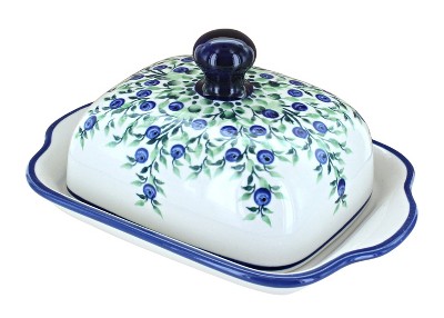 Blue Rose Polish Pottery Hummingbird Butter Dish : Target