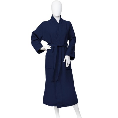 Unisex Adult Waffle Weave Cotton Bath Robe, Small, Navy Blue - Blue ...