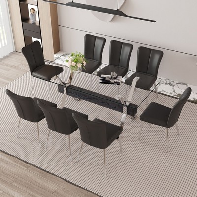 Nicbex 7 Pcs/9 Pcs Dining Table Set,dining Table With Black Mdf ...