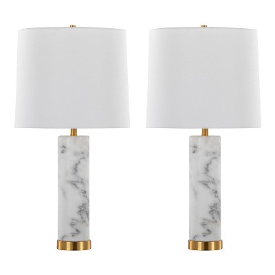 Hudson And Canal 30" Tall Table Lamp: Arabescato Marble Base, Modern ...