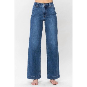 Women's High Waist Double Button Wide Leg Jeans - Judy Blue : Target